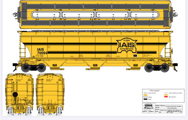 Atlas O Master Trinity 5161 Covered Hopper Iowa Interstate 4-Car Bundl